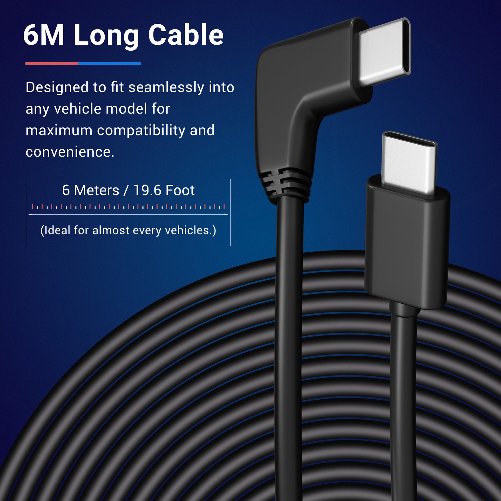ROVE Ultimate 6M / 19.6FT USB Type-C to Type-C Rear Camera Cable for R