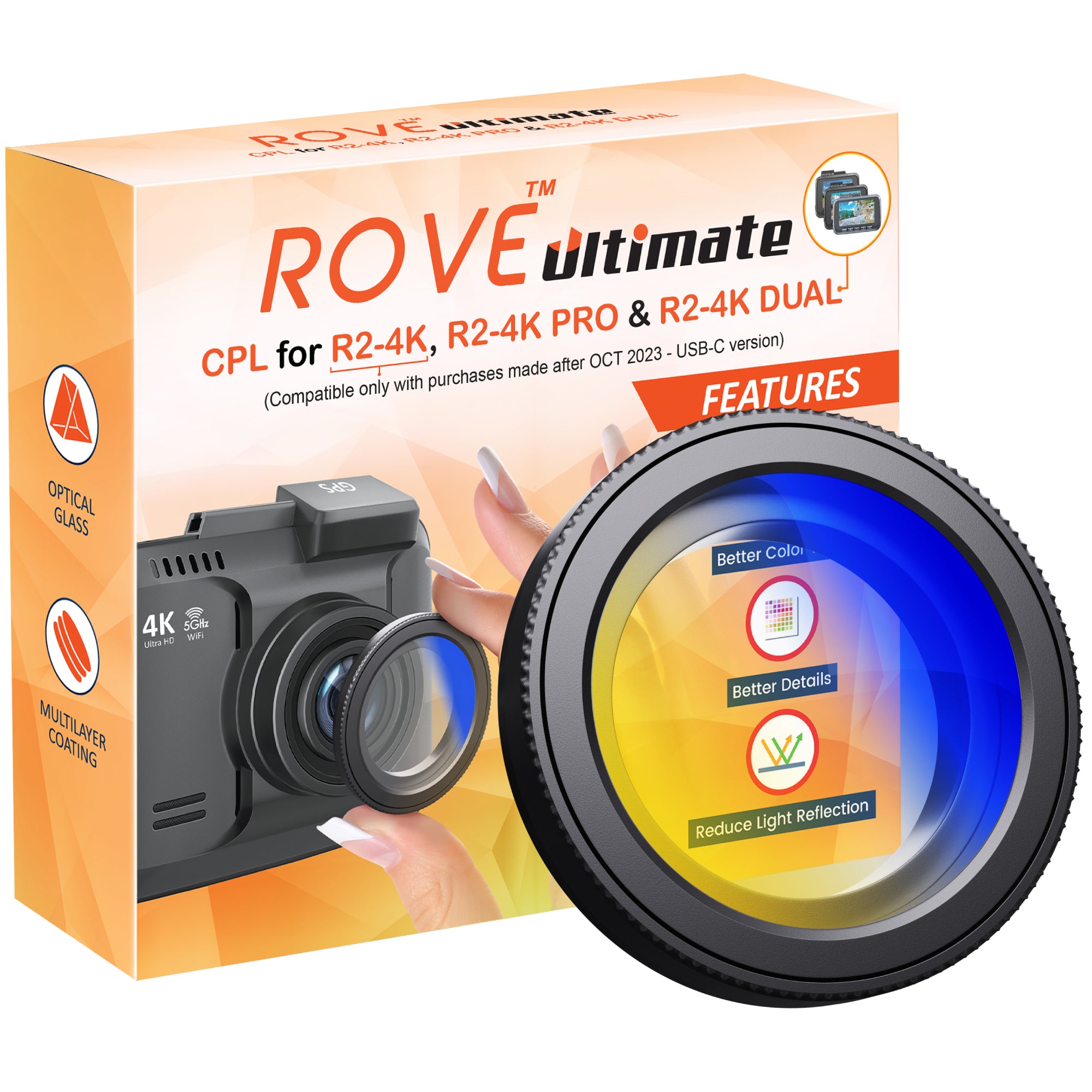 ROVE Ultimate CPL Filter for ROVE R2-4K PRO, R2-4K DUAL and R2-4K (wit