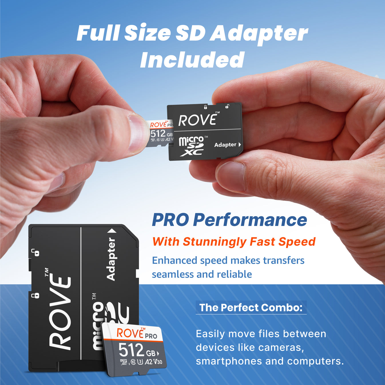 ROVE PRO microSD Card with Full-Size SD Adapter
