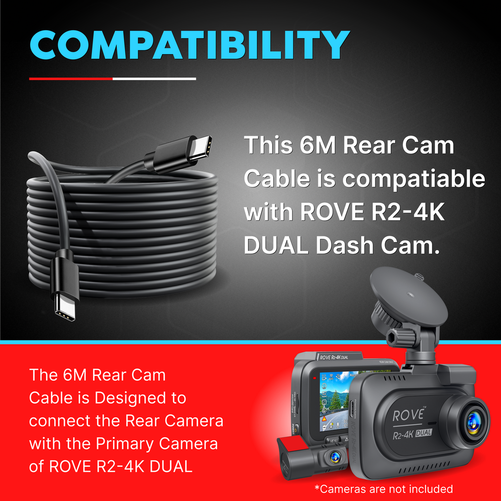ROVE Ultimate 6M Rear Camera Cable for R2-4K DUAL Dash Cam - Ultimate