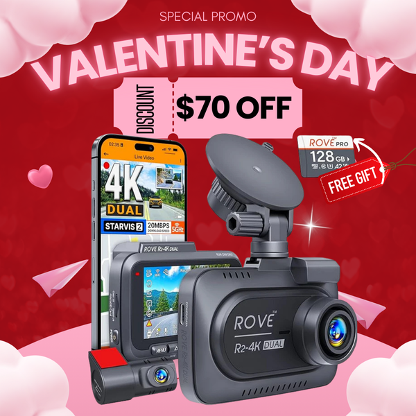 NEW ROVE R2-4K DUAL Dash Cam Front and Rear, STARVIS 2 Sensor, FREE 12