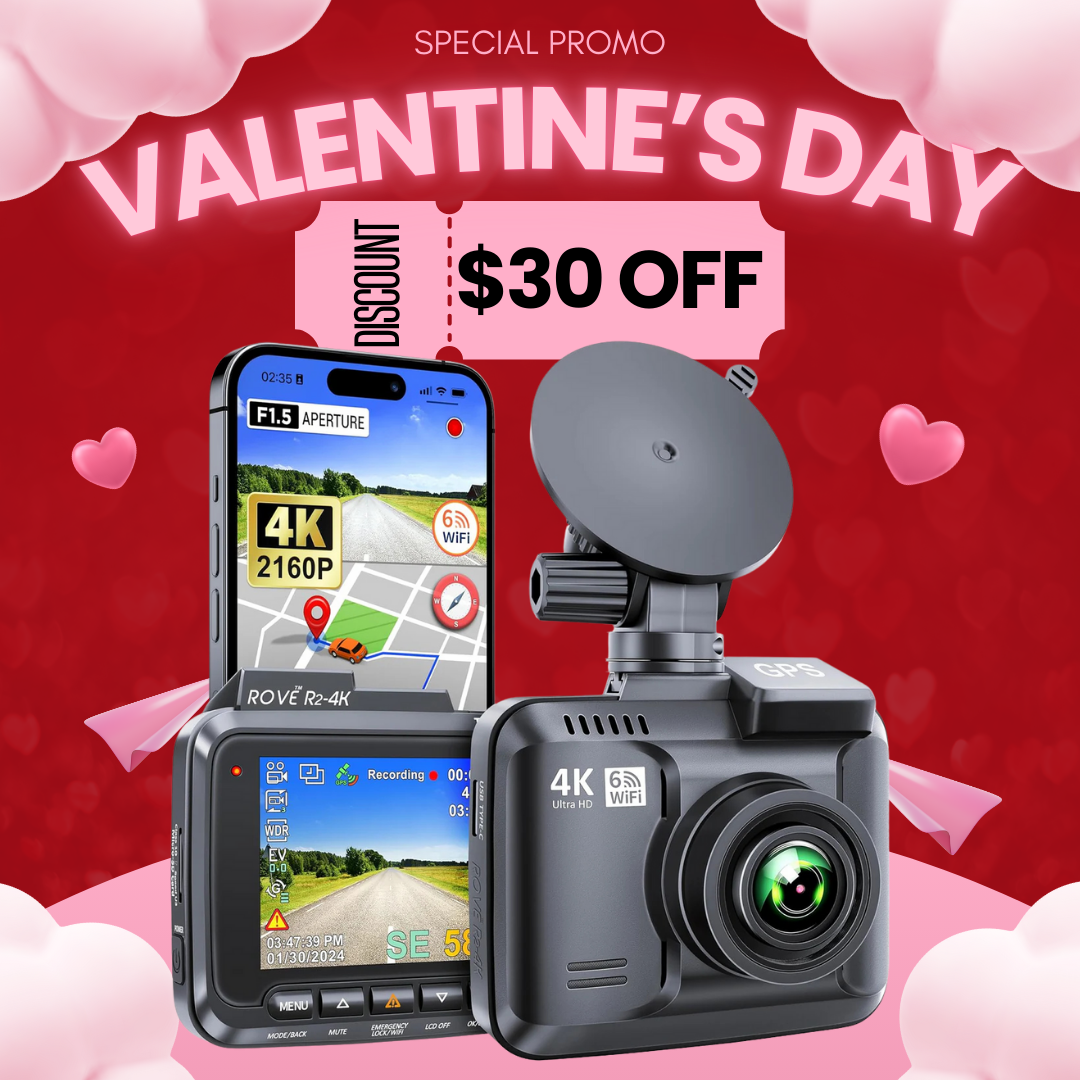 ROVE R2-4K Dash Cam for Cars 2160P Built-In Wi-Fi & GPS, Night Vision ...