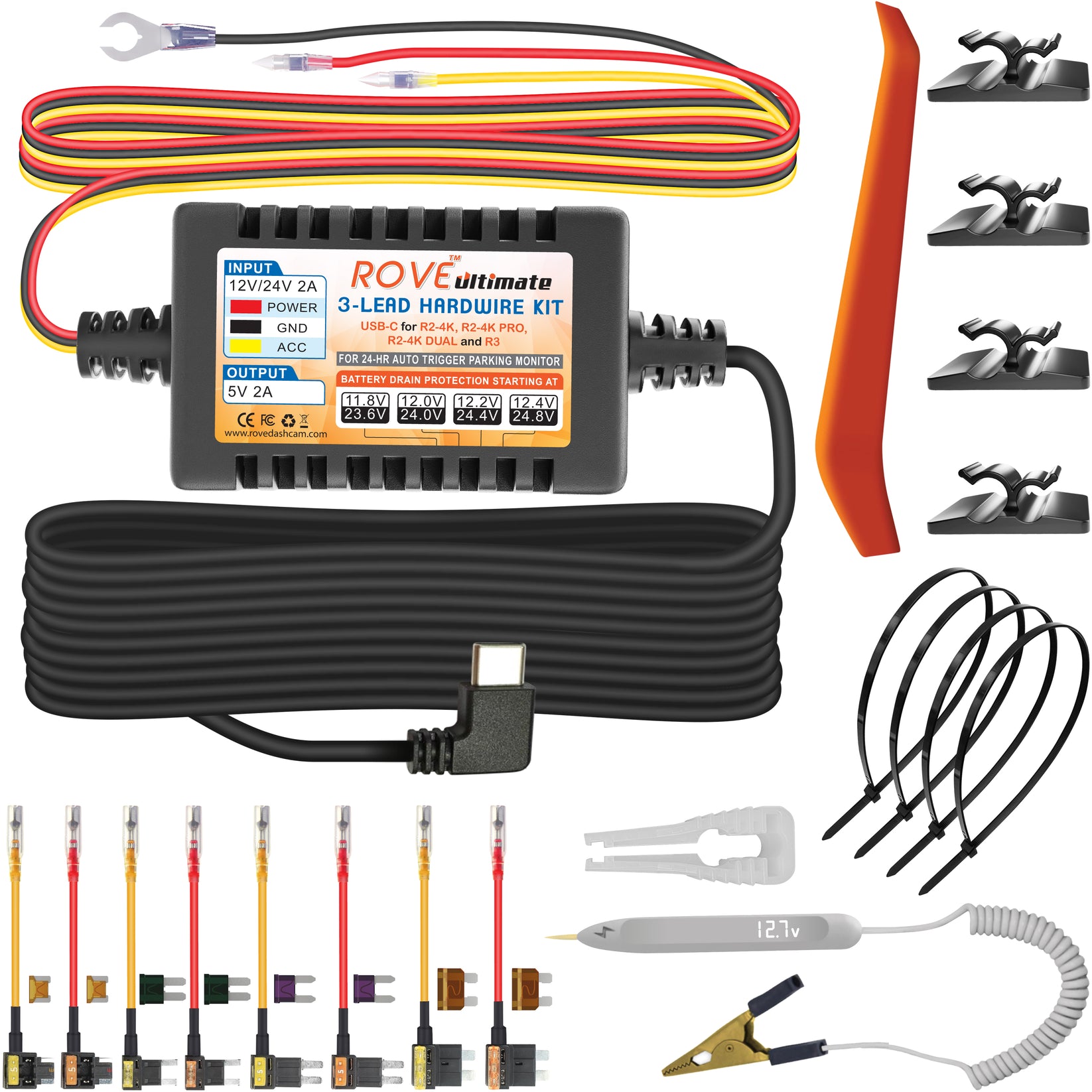 ROVE Ultimate 3-Lead USB Type-C Hardwire Kit | for ROVE R2, R2 PRO, R2