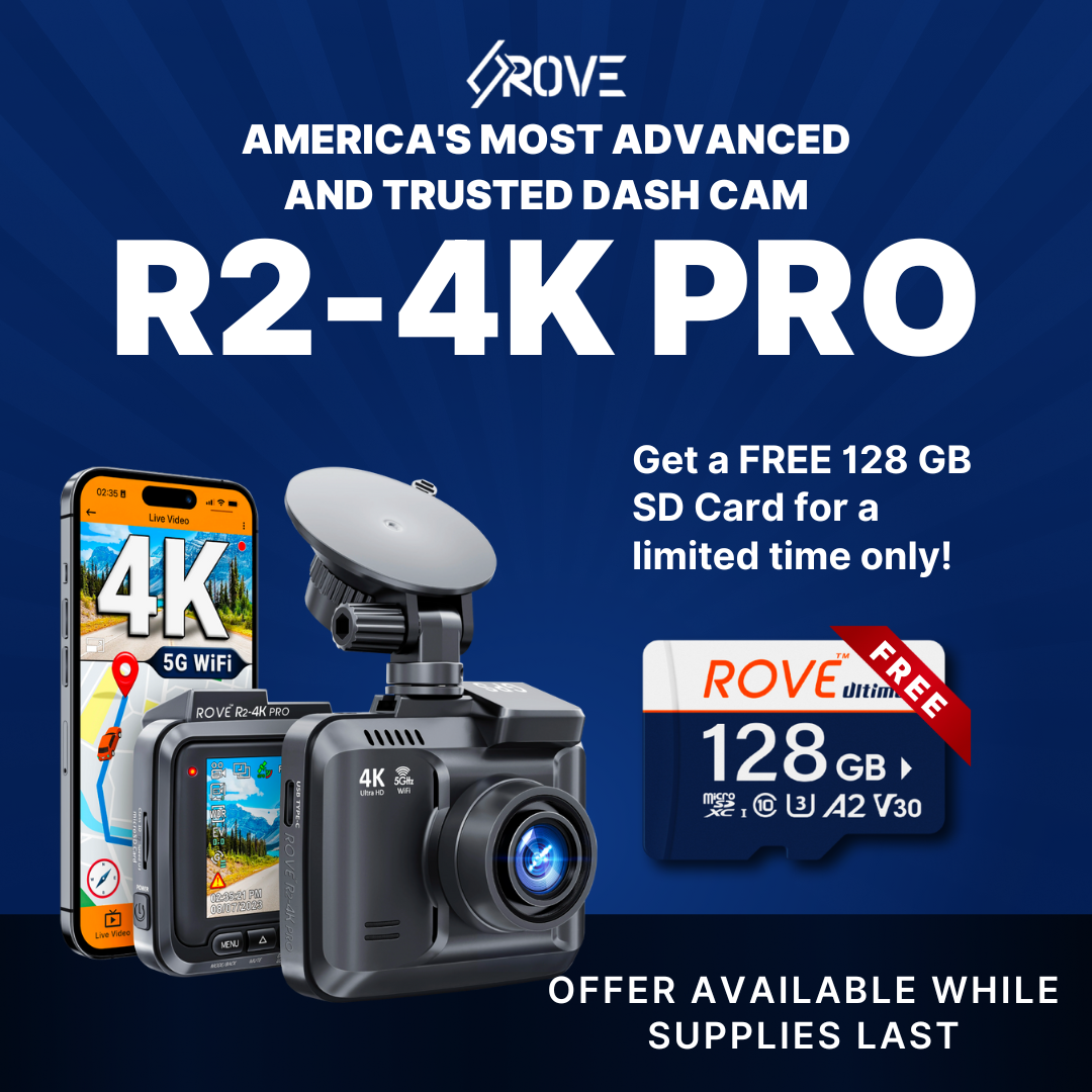 ROVE R2 4k Pro DASH CAM | 128 GB Mega Bundle | ULTRA HD 4K REECORDING
