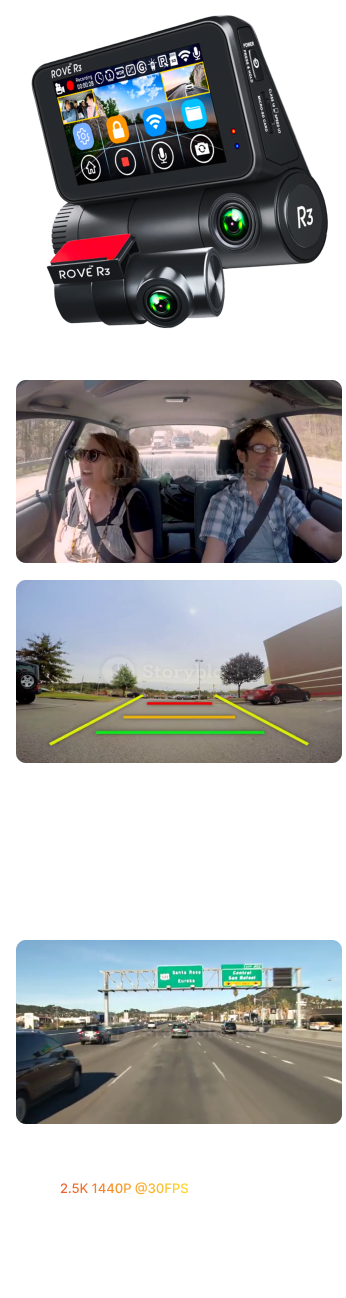 ROVE R3, 3 Channel Touch Screen Dash Cam with Built-in Dual-Band 5GHz