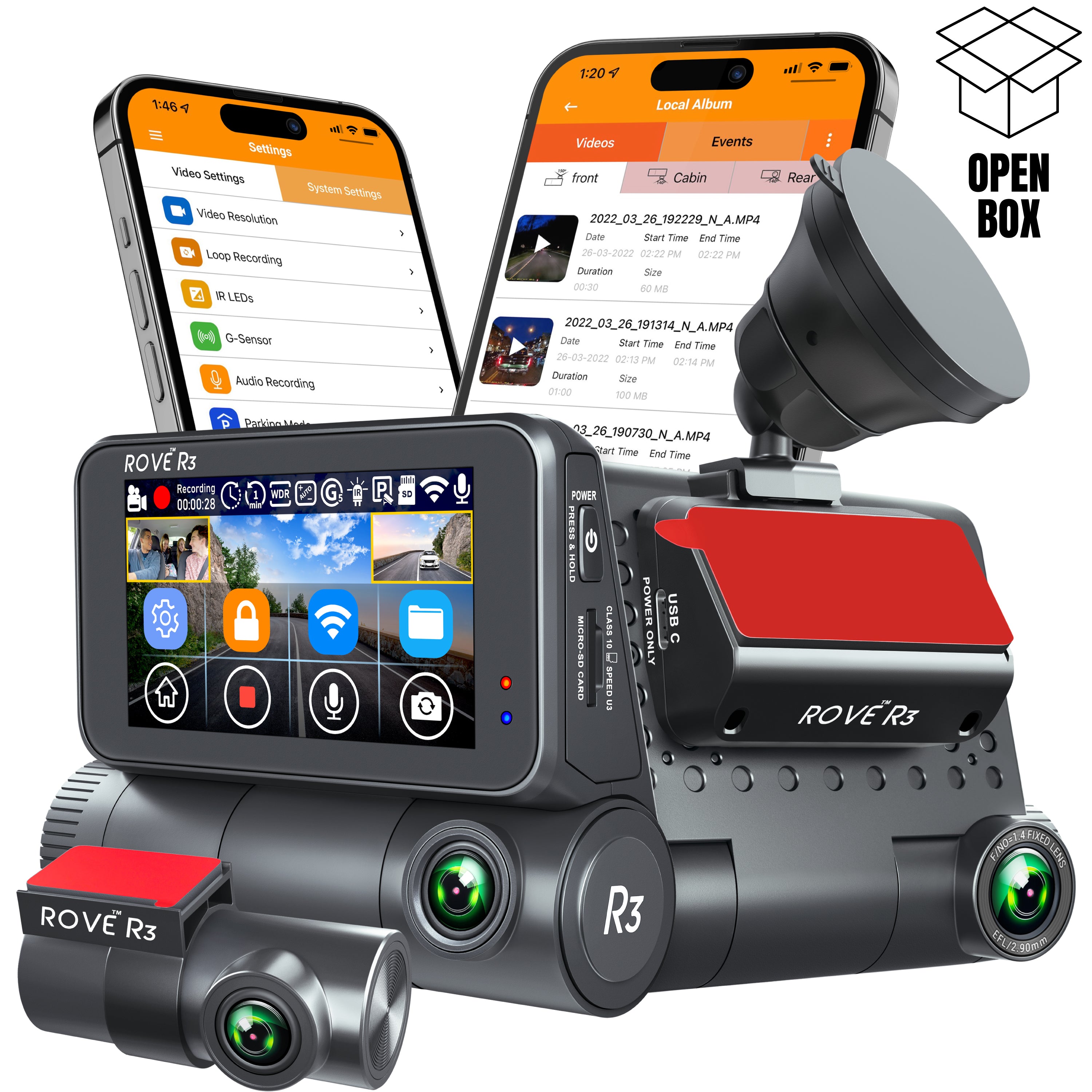 [Open Box] ROVE R3 Dash Cam - Returned Item within their 1st 30-days