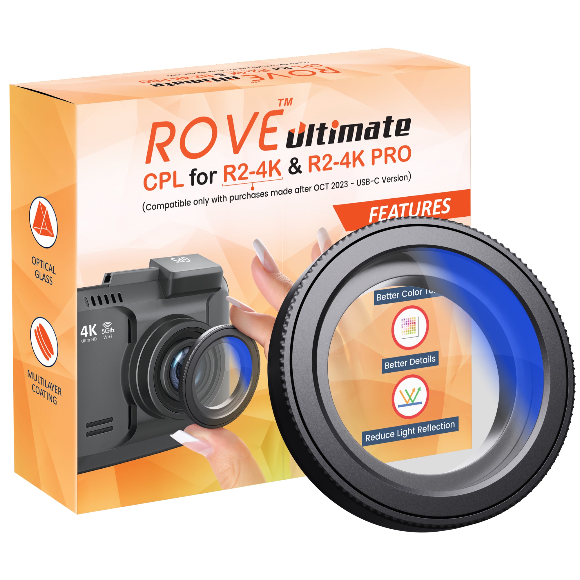 ROVE Ultimate CPL Filter for ROVE R2-4K PRO, R2-4K DUAL and R2-4K (wit