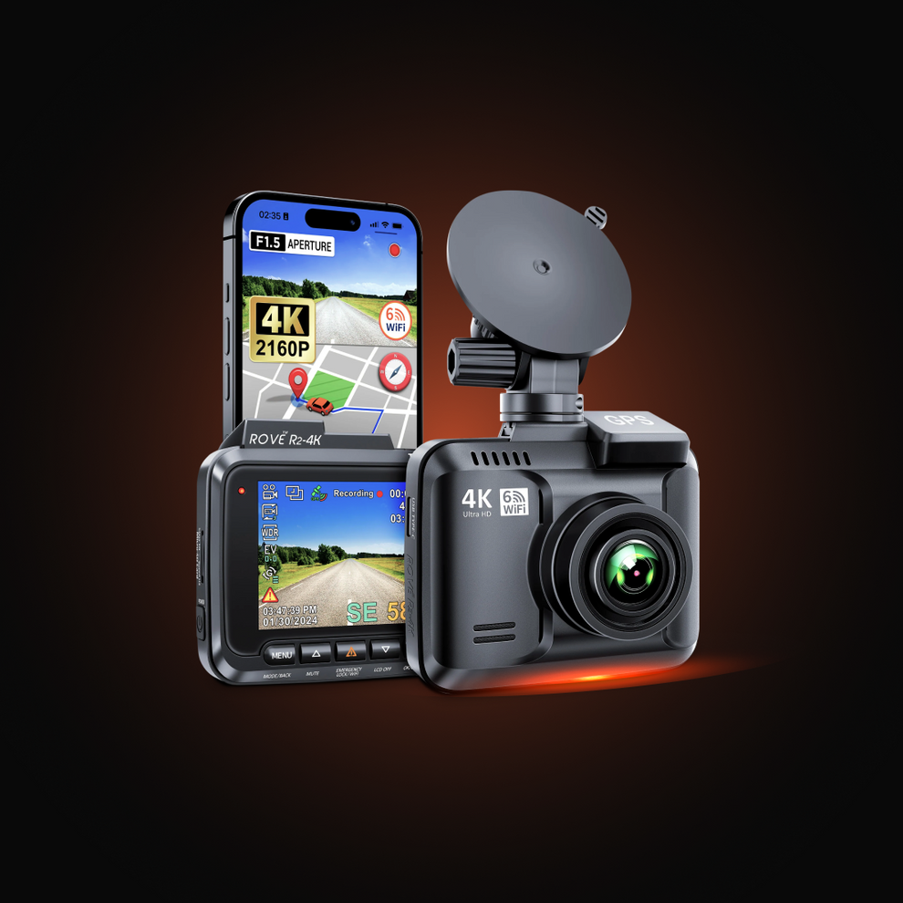 ROVE R2-4K Dash Cam for Cars 2160P Built-In Wi-Fi & GPS, Night Vision ...