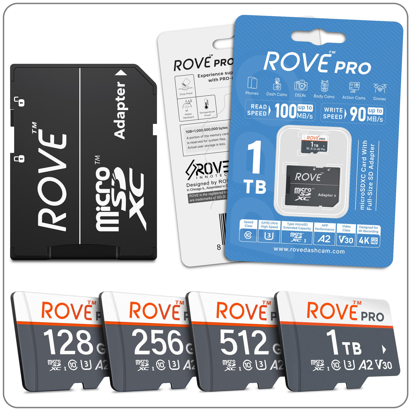 ROVE PRO microSD Card with Full-Size SD Adapter