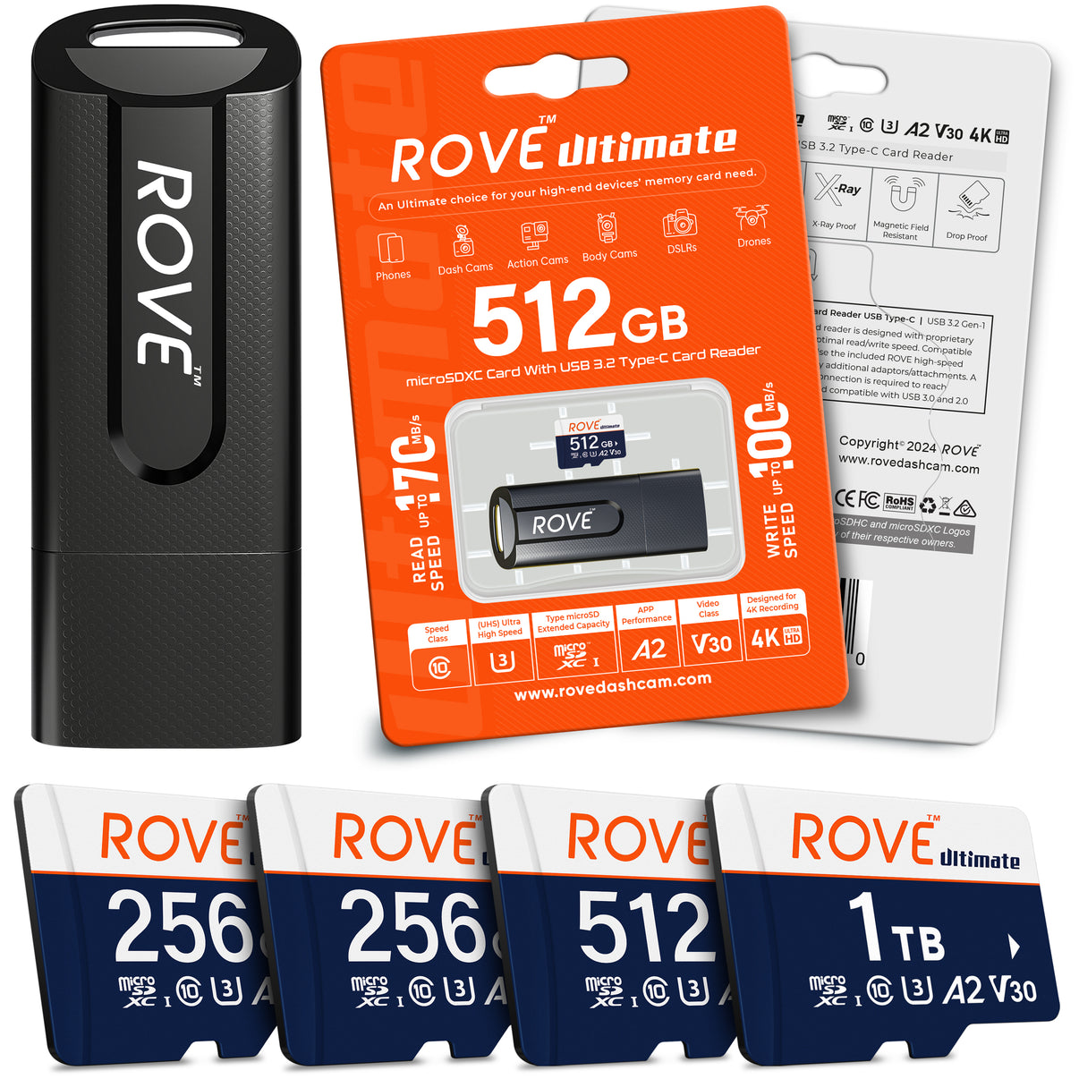 ROVE Ultimate Micro SDXC Card with USB 3.2 Gen-1 Type-C card reader ...