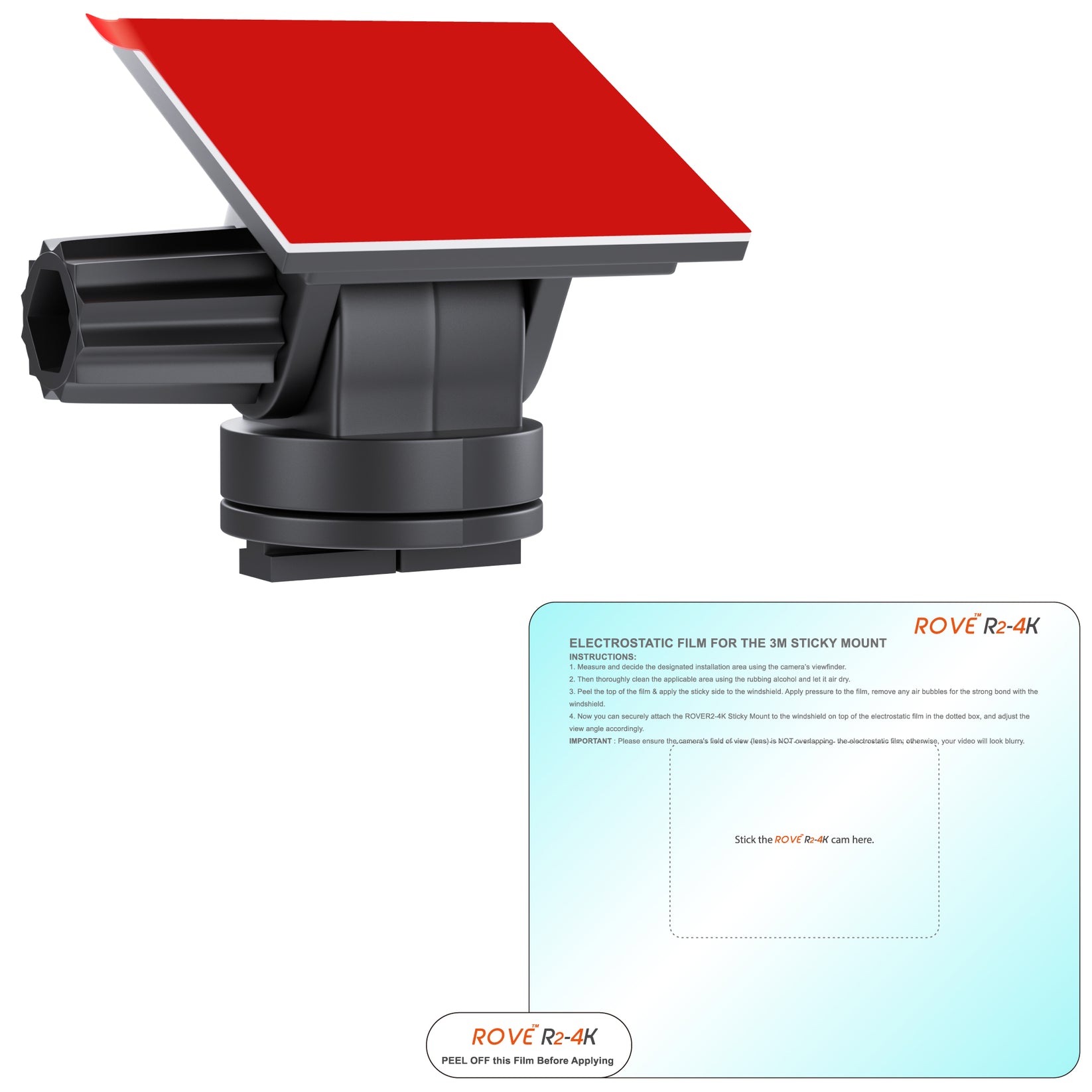 3M Sticky Mount For ROVE R2-4K, R2-4K PRO & R2-4K DUAL Dash Cams - Fre