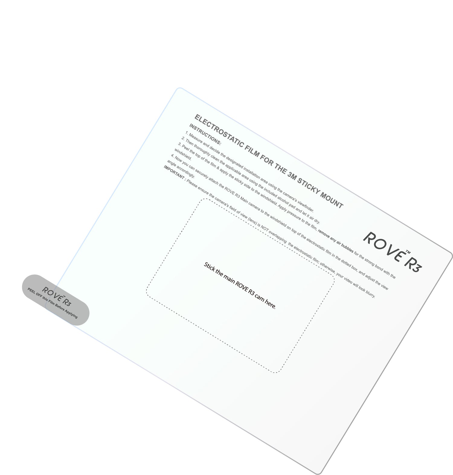 Electrostatic Films for ROVE R3’s front/primary camera