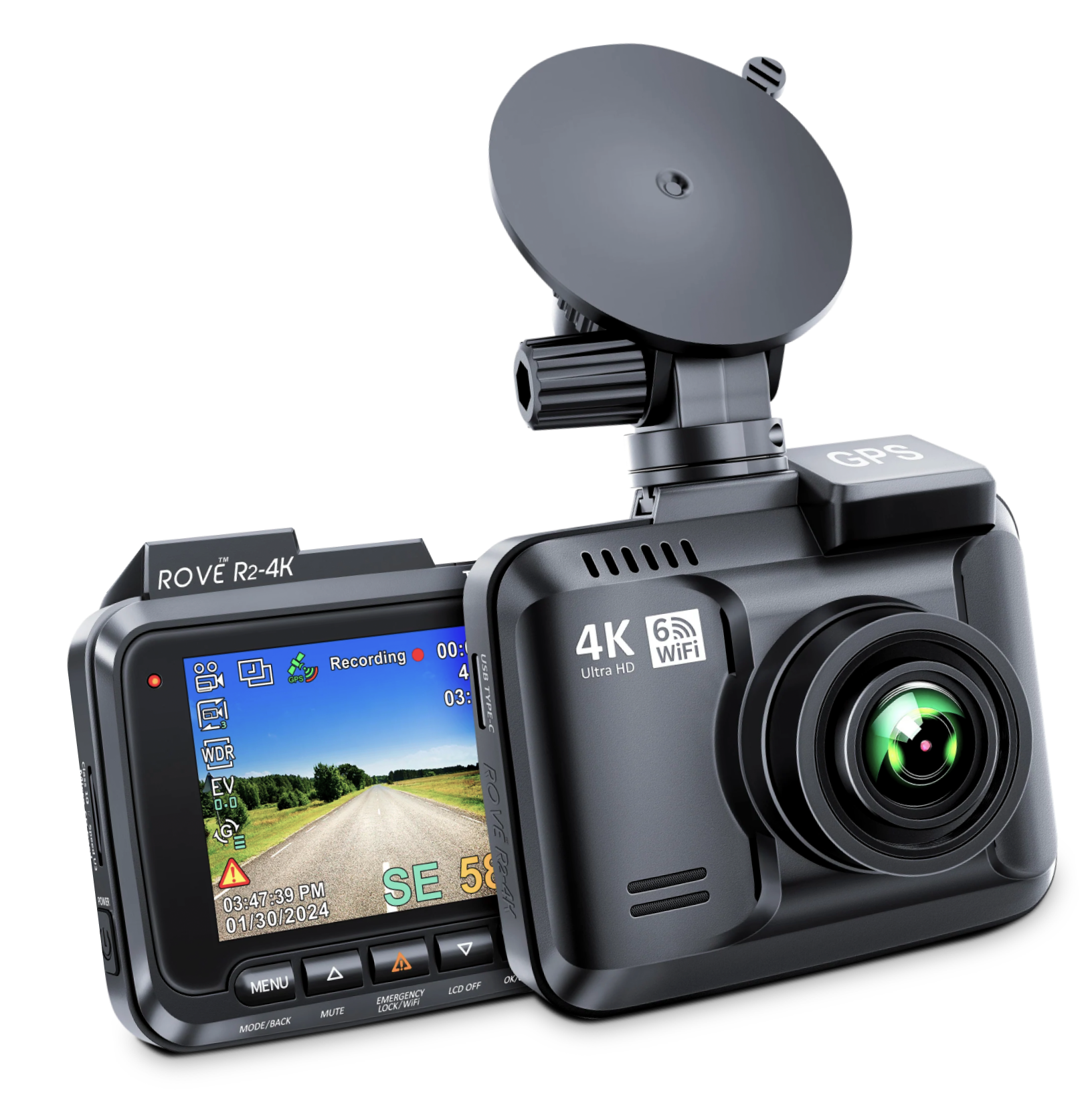 ROVE R2-4K Dash Cam for Cars 2160P Built-In Wi-Fi & GPS, Night Vision ...