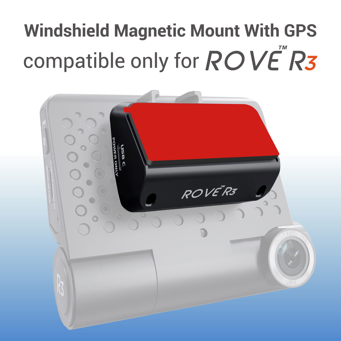 R3 Magnetic Mount with Built-in GPS - Magnetic Mount for Rove R3 + 2x