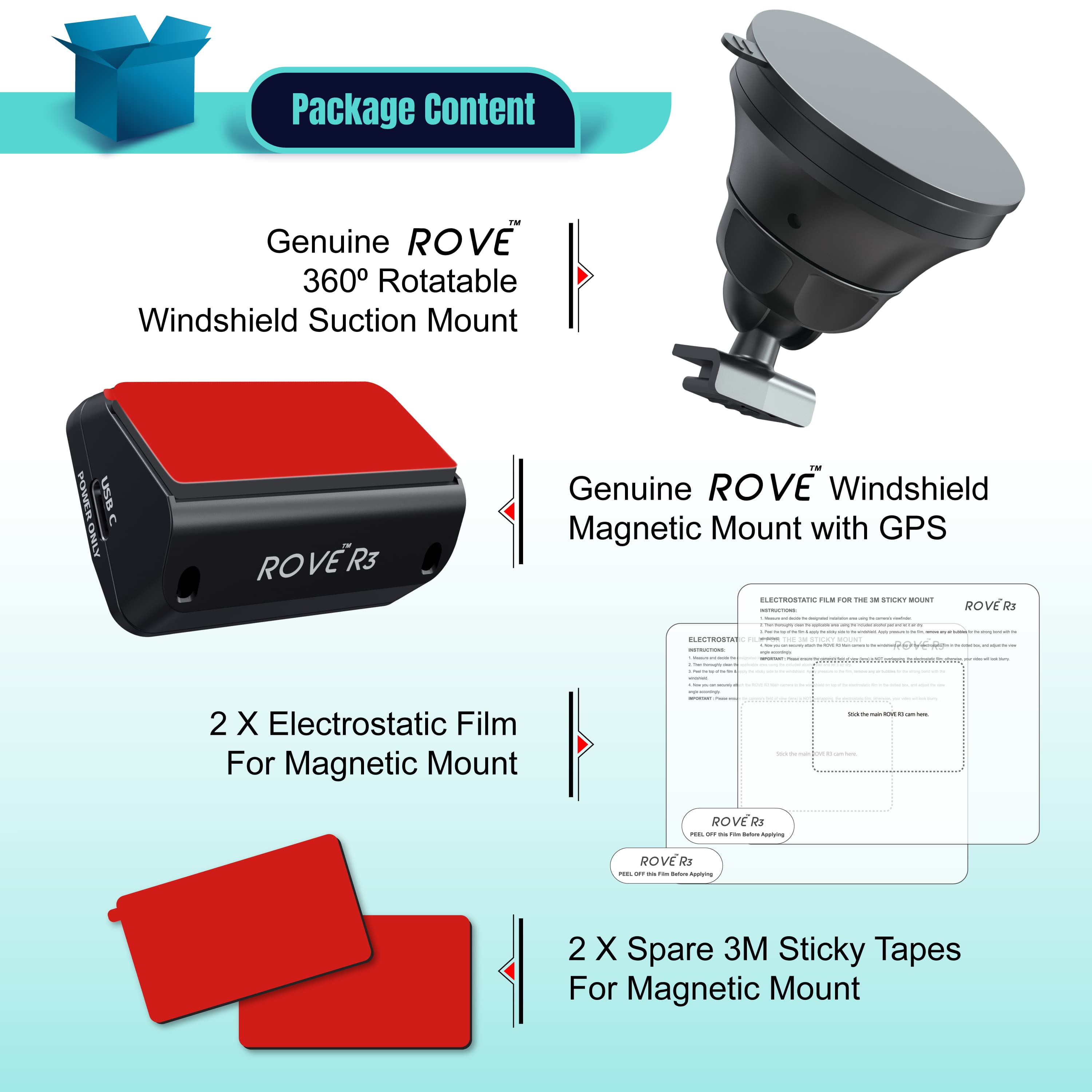 R3 Mount Bundle - R3 Suction Mount + Magnetic Mount with Built-In GPS
