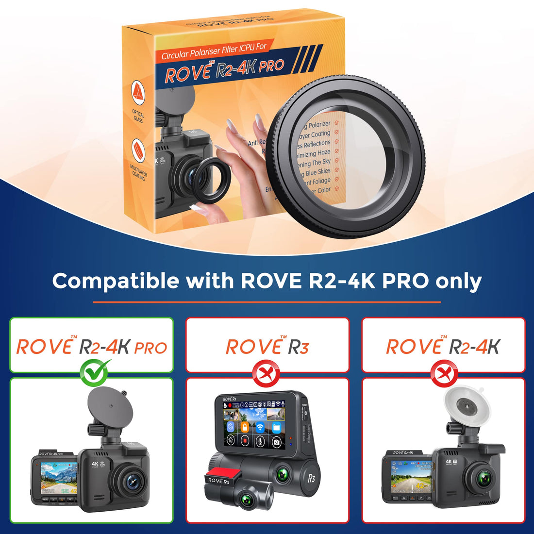 ROVE Ultimate CPL Filter [Open Box], Anti-Glare Circular Polarizer Lens ...